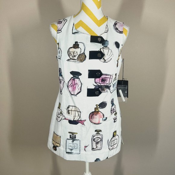Carlisle | Tops | Nwt Carlisle Tunic Whiteblackperfume Print Size 6 ...